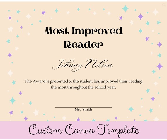 Student Award Accomplishment Certificate Canva Template | Etsy