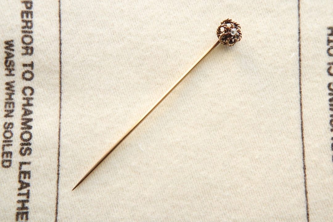 Victorian 9K Gold and Diamond Stick Pin. - Etsy