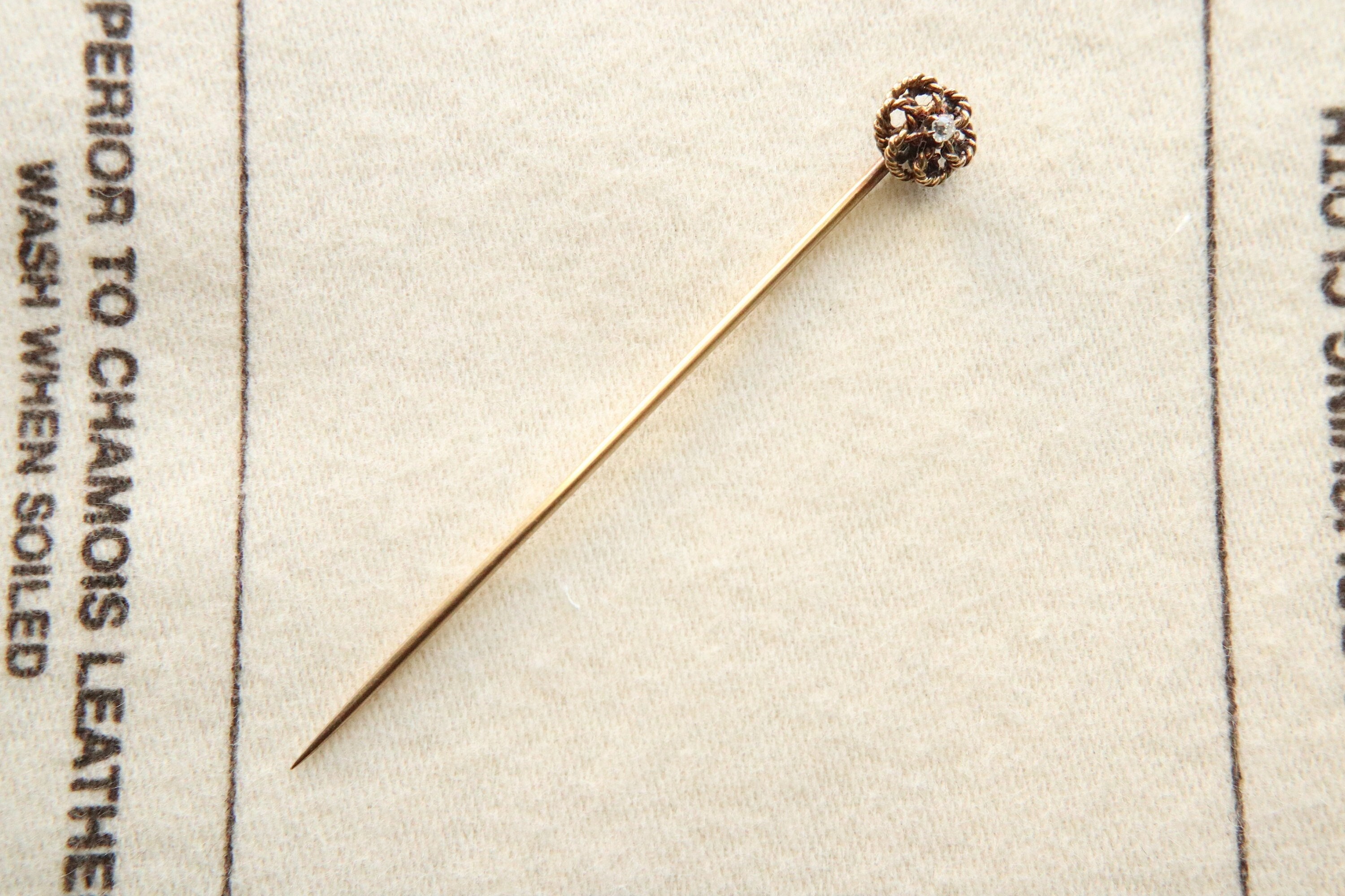 Victorian 9K Gold and Diamond Stick Pin. - Etsy