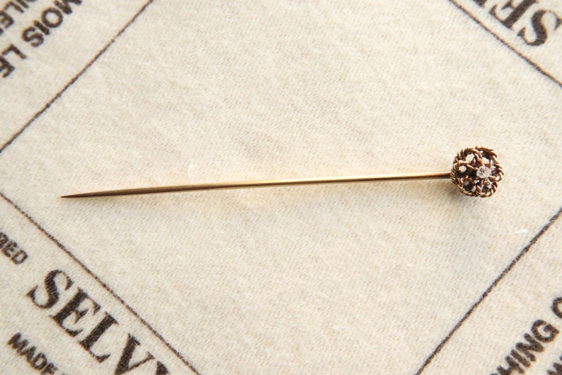 Victorian 9K Gold and Diamond Stick Pin. - Etsy