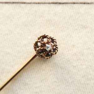 Victorian 9K Gold and Diamond Stick Pin. - Etsy