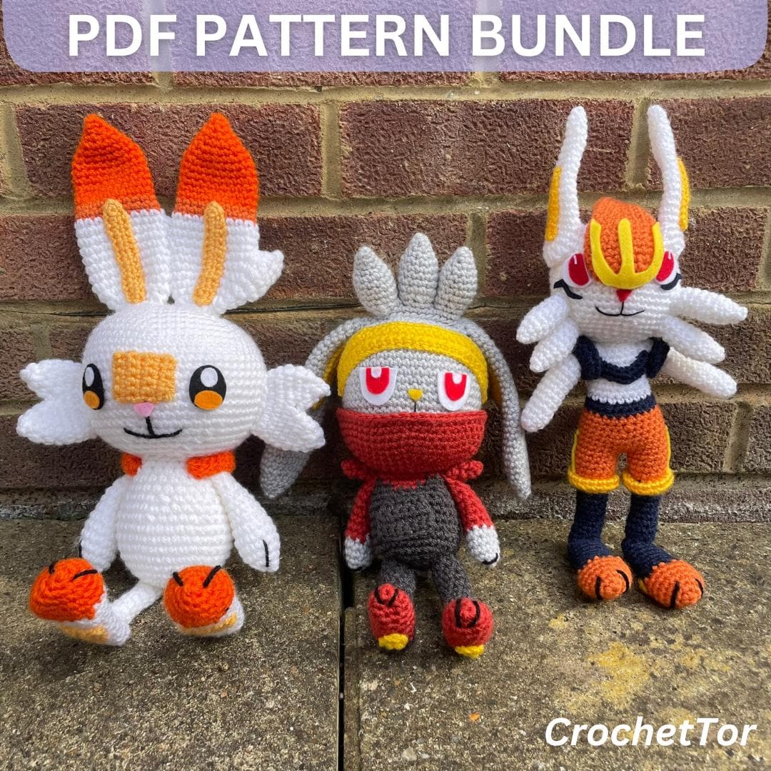 Pokémon Scorbunny Evolution Amigurumi Crochet Pattern Bundle | 3 PDF ...