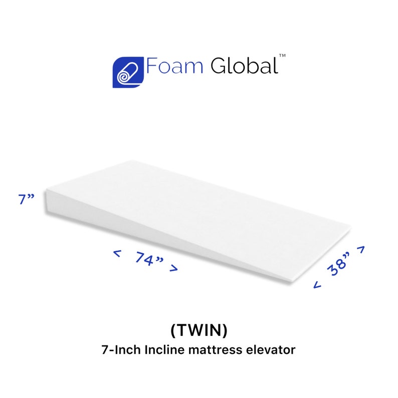 7-inch Mattress Elevator- Bed Wedge Mattress Topper Incline, Foam Wedge ...