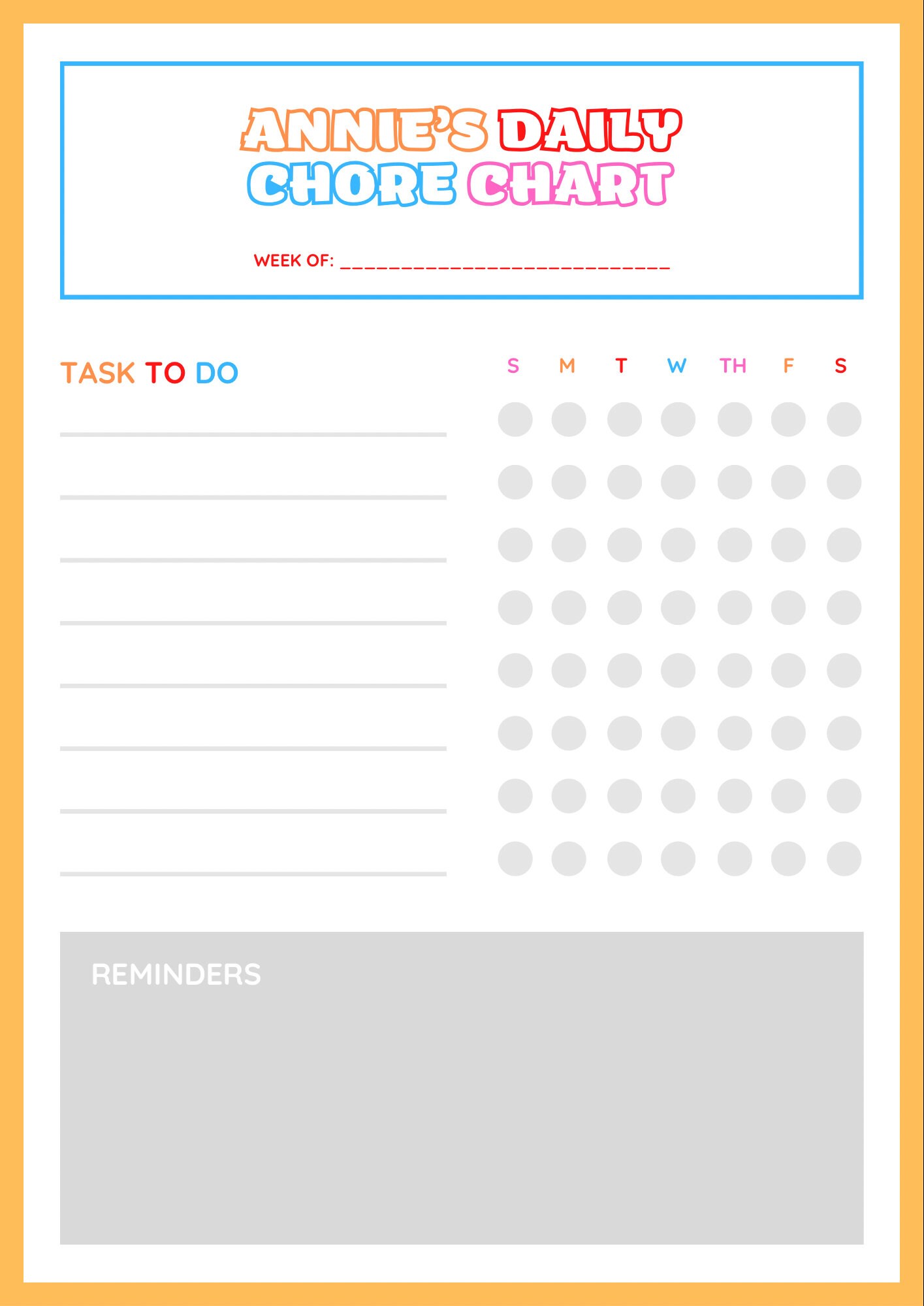 Daily Checklist Chore Chart for Kids Responsibility Chart to - Etsy