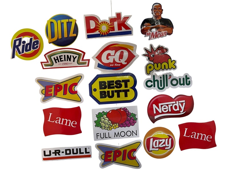Funny Satire Logo Stickers - Etsy