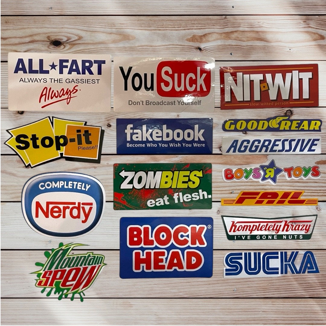 Funny Satire Logo Stickers - Etsy