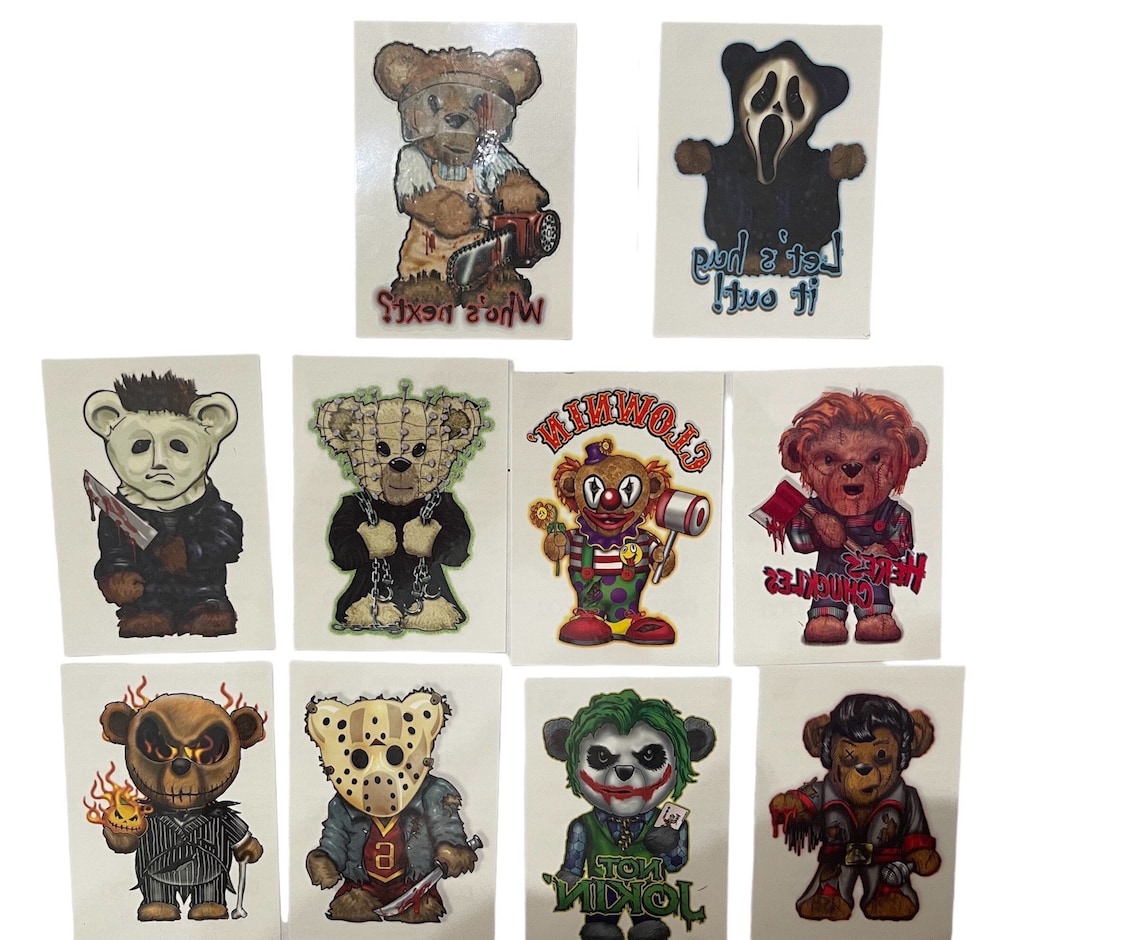 DEADY BEARS Horror Tattoos set of 10 - Etsy