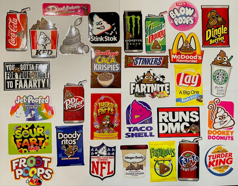 Junk Food Doody Stickers Full Set of 30 Parody - Etsy New Zealand