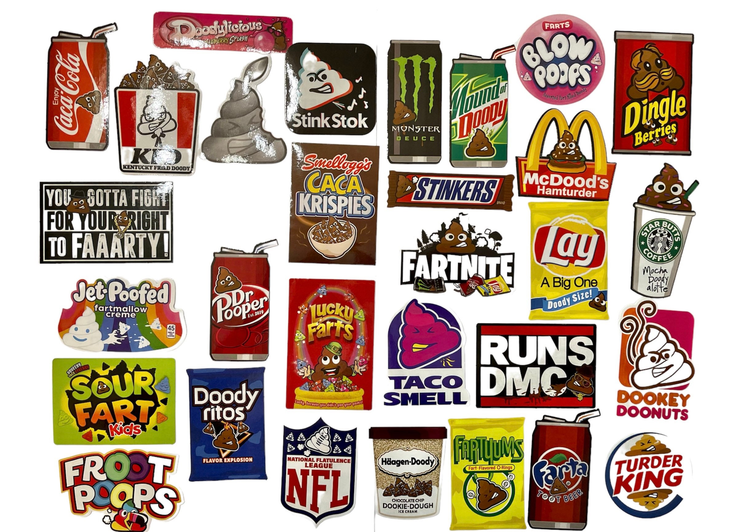 Junk Food Doody Stickers Full Set of 30 Parody - Etsy New Zealand