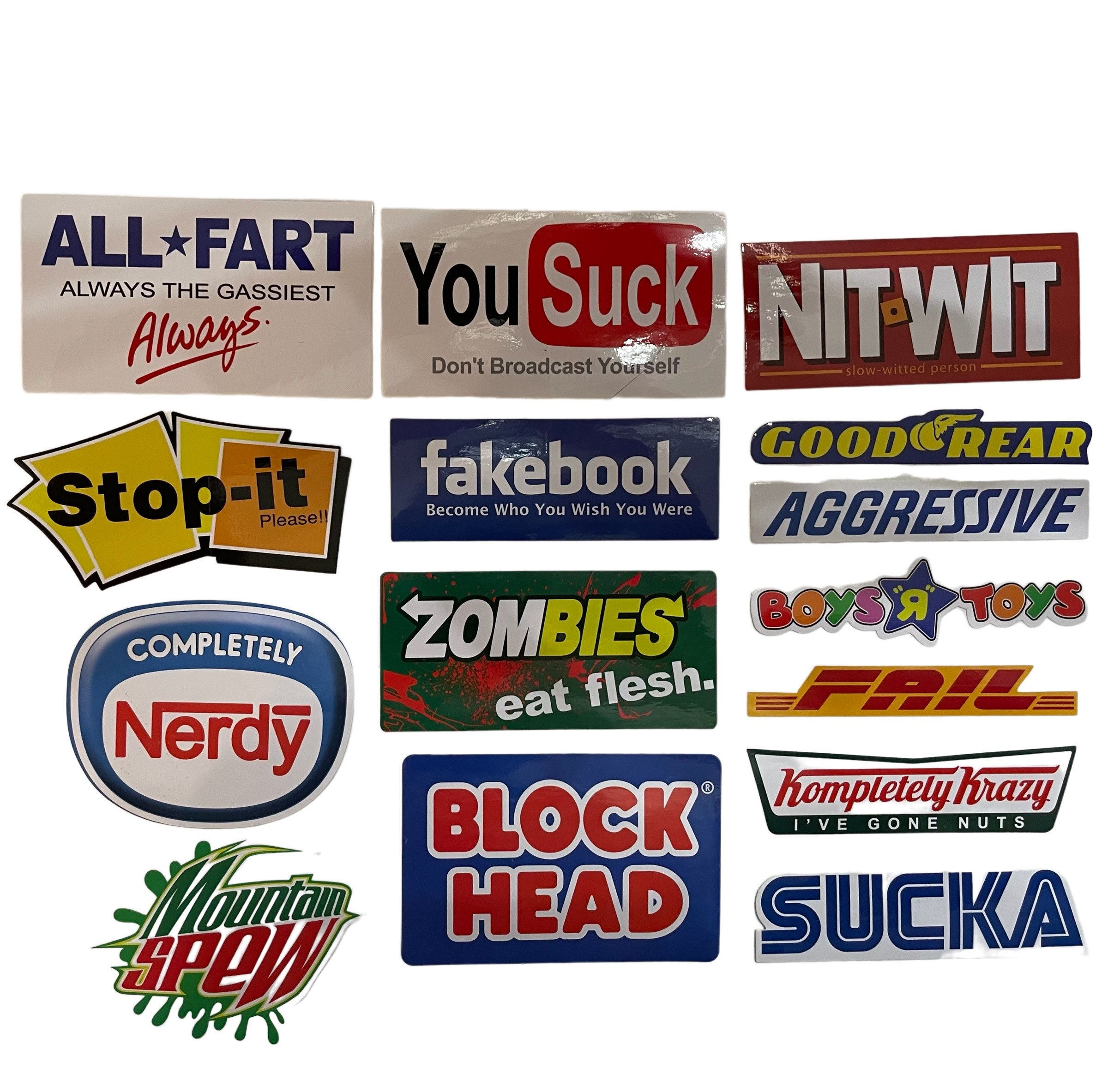 Funny Satire Logo Stickers - Etsy UK