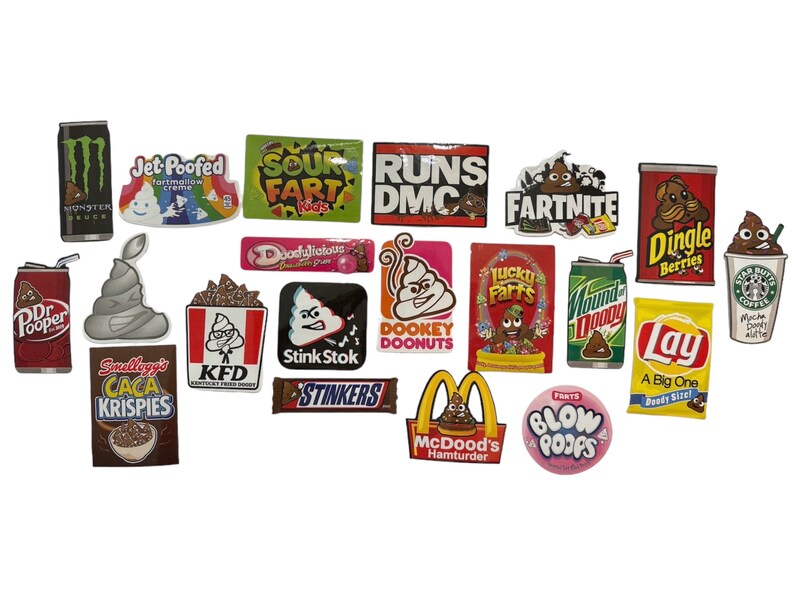 Junk Food Doody Stickers Full Set of 20 Parody - Etsy