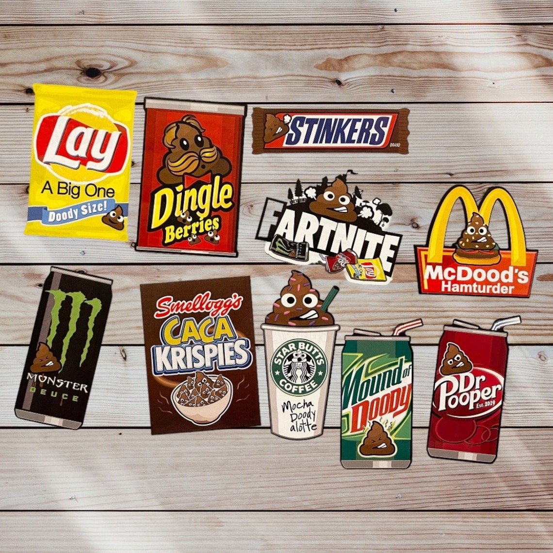 Junk Food Doody Stickers Set of 10 Parody Rare Last Production - Etsy
