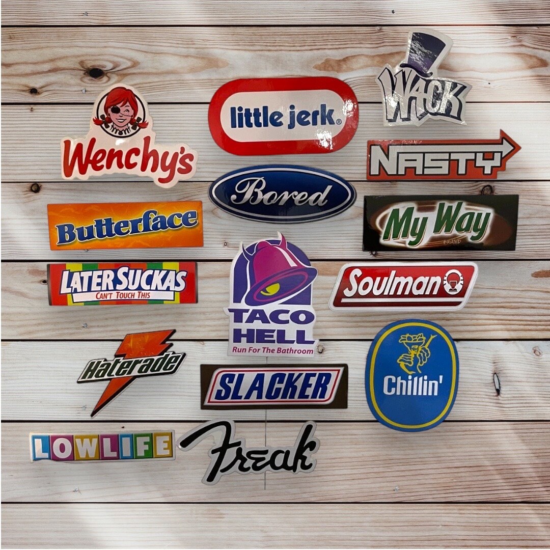 Funny Satire Logo Stickers - Etsy