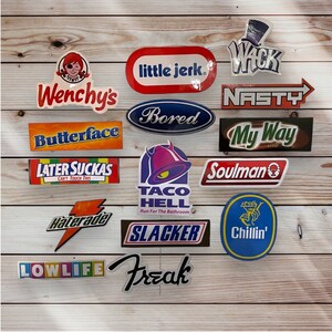 Funny Satire Logo Stickers - Etsy