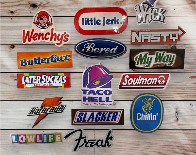 Funny Satire Logo Stickers - Etsy