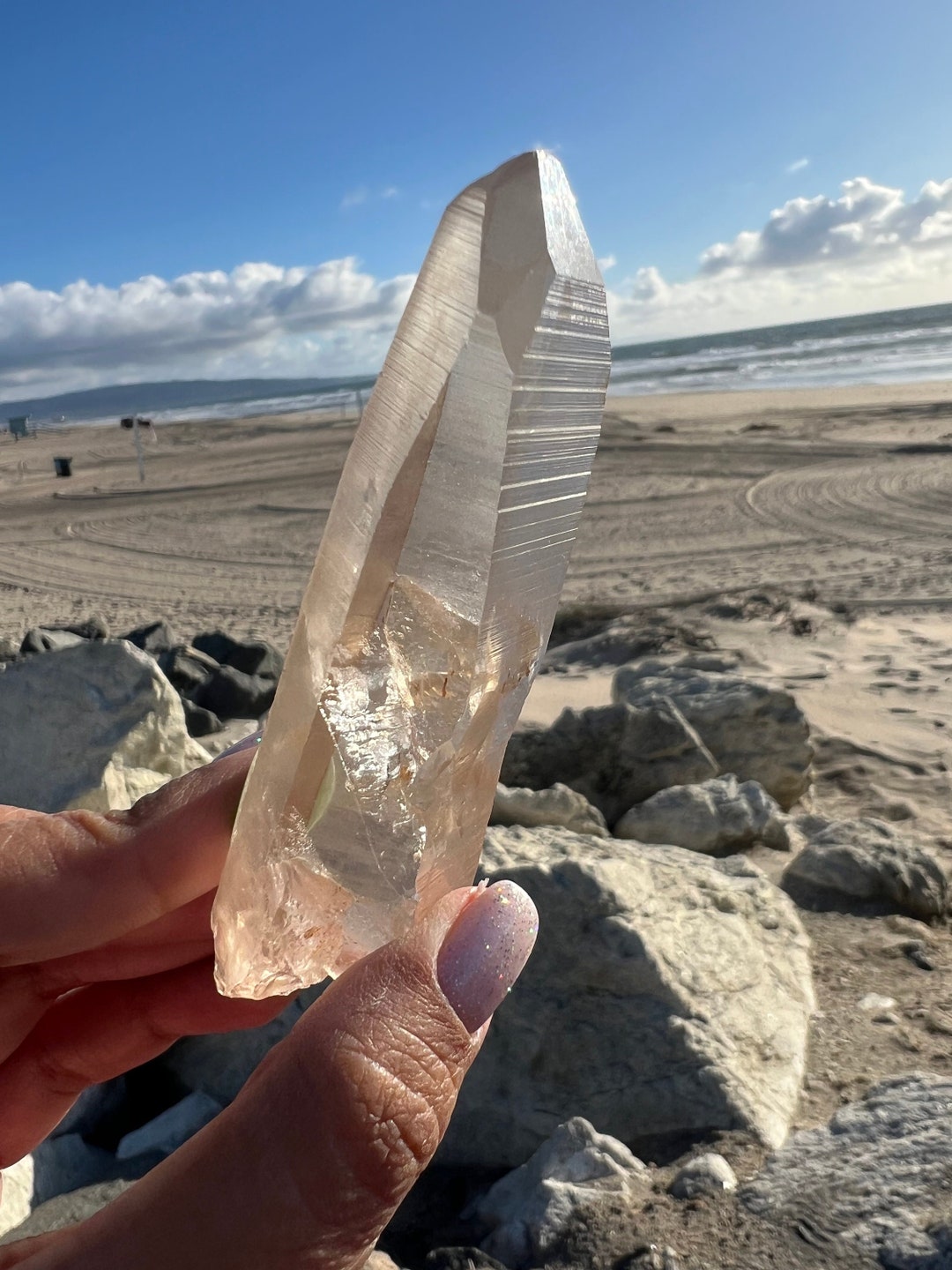 Tangerine Lemurian Quartz Crystal: Reiki Charged Lightworker Crystal ...