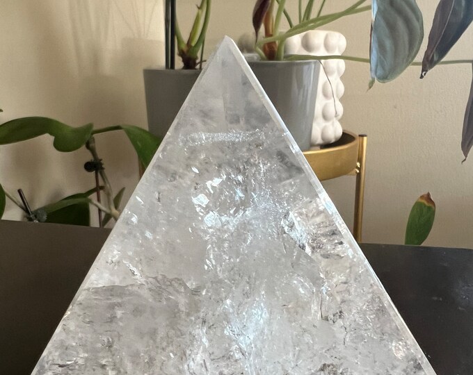 Clear Quartz Tetrahedron Pyramid W/ Reiki | Sacred Geometry | Platonic ...