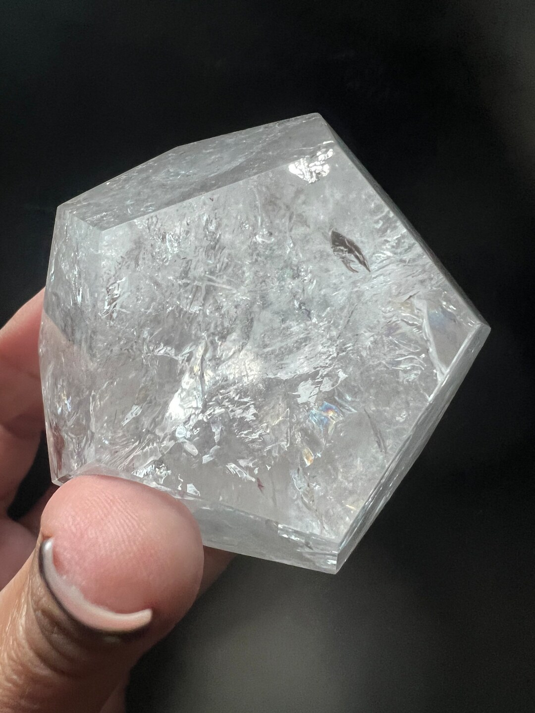 Clear Quartz Dodecahedron W/ Reiki Rainbows Sacred Geometry Platonic ...