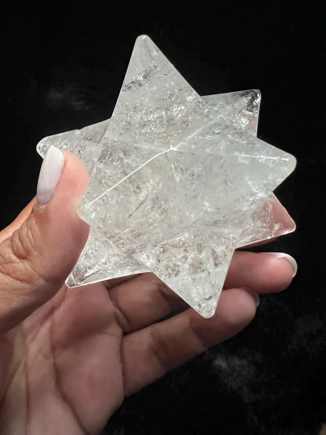 Clear Quartz Stellated Dodecahedron W/ Rainbows and Reiki 12 Pointed ...
