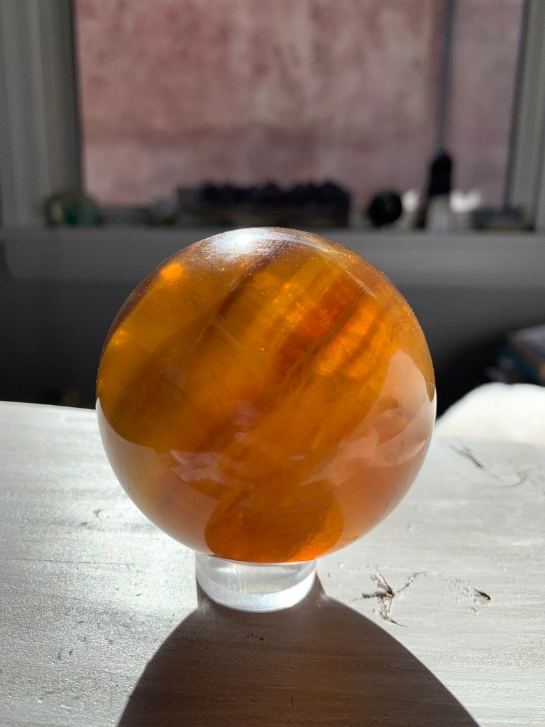 Yellow Brown Striped Crystal Sphere W/ Reiki Energy - Etsy