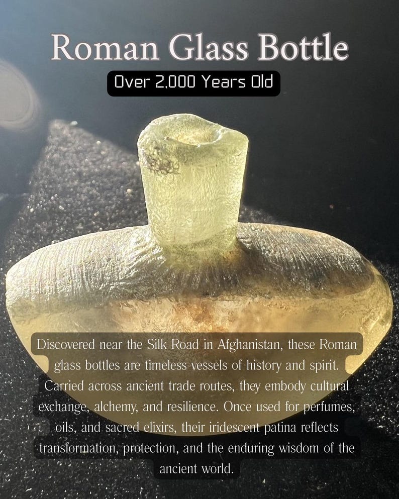 Ancient Yellow Green Roman Glass Bottle (afghanistan) | Silk Road ...