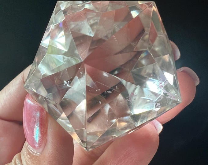 RARE Clear Quartz Triakis Icosahedron W/ Reiki +rainbows | Catalan ...