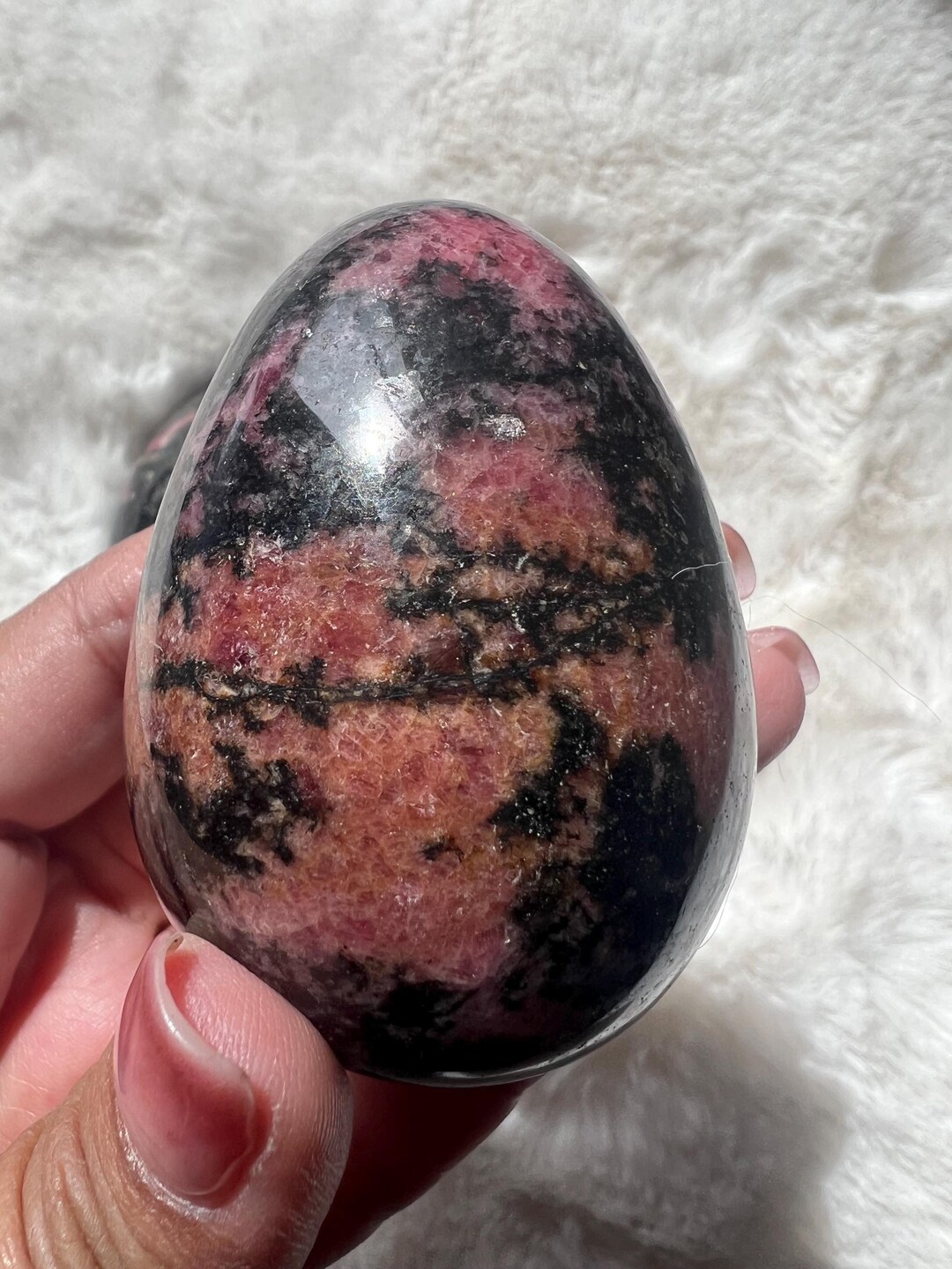 Pink and Black Rhodonite Egg | Reiki Infused Love & Relationship ...