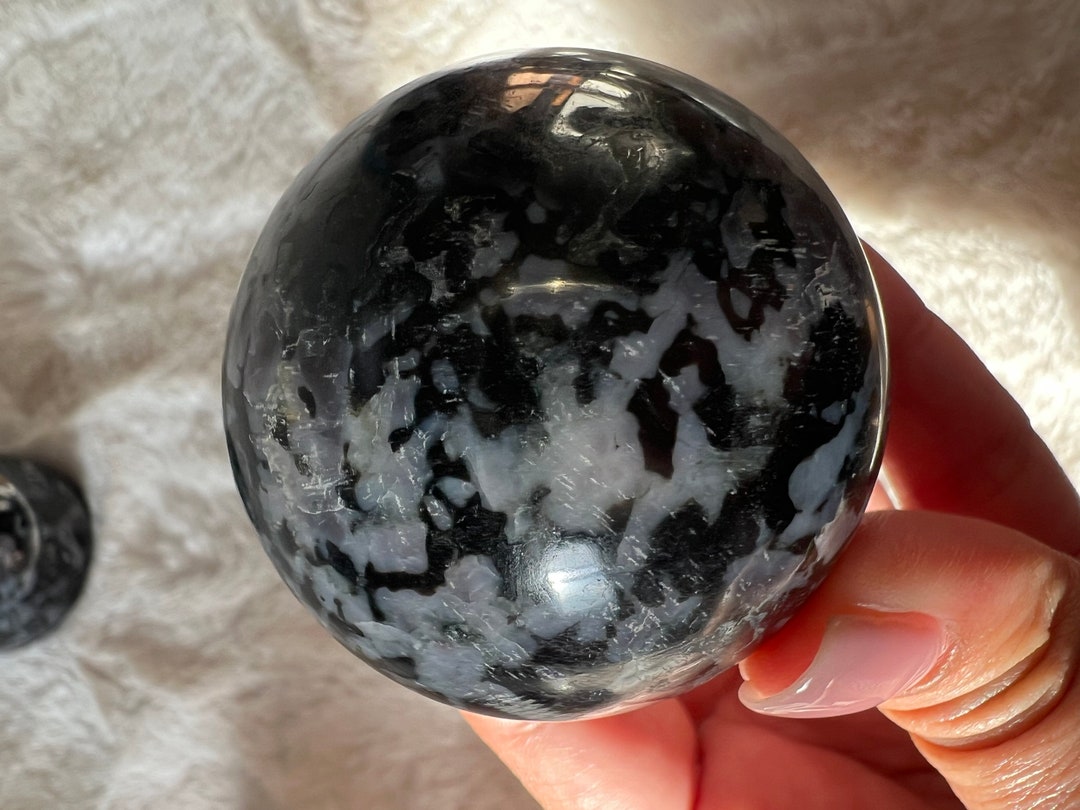 Mystic Merlinite Sphere: Reiki Infused Indigo Gabbro Crystal ...