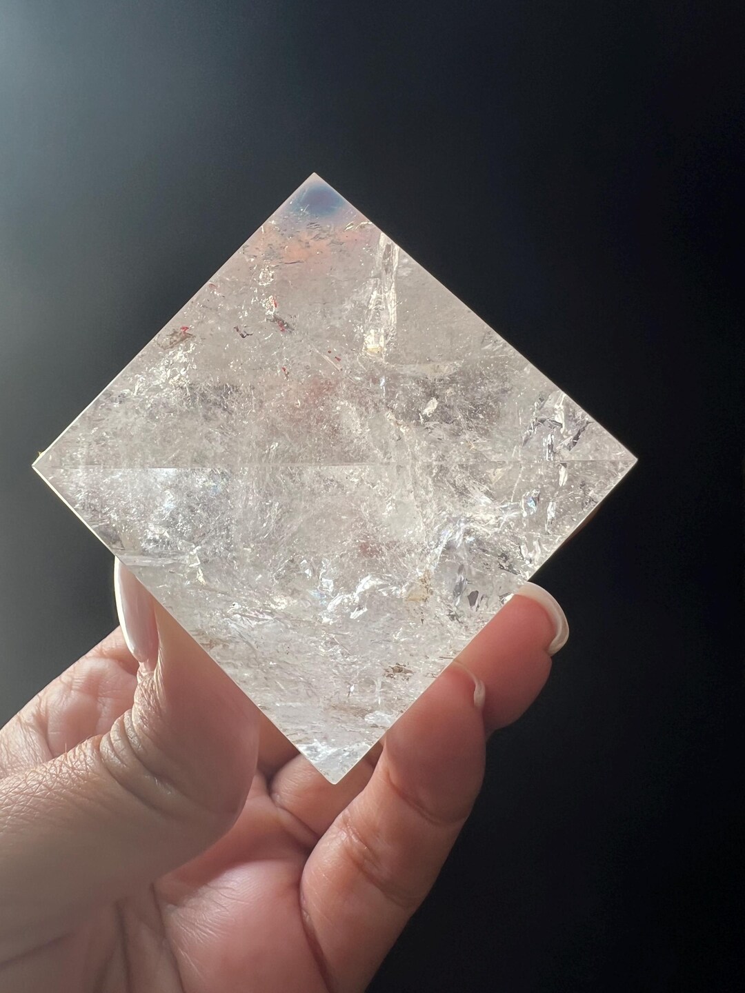 Clear Quartz Octahedron | Reiki Charged Platonic Solid | Sacred ...