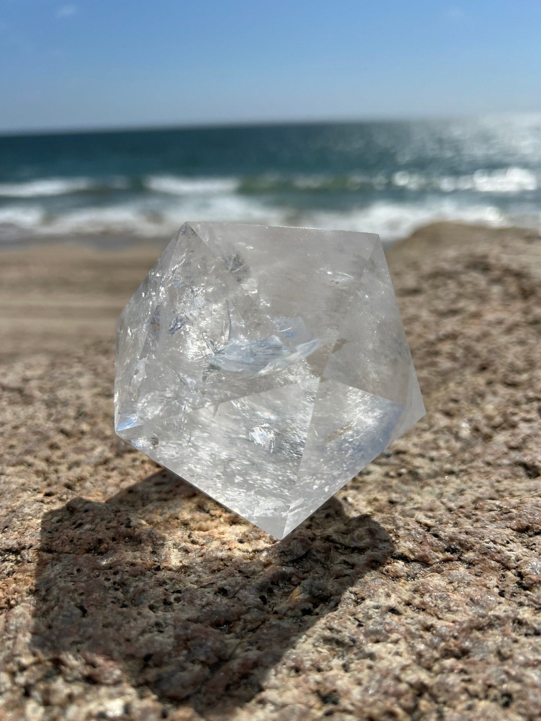 XL Clear Quartz Icosahedron: Reiki Infused Sacred Geometry Crystal ...