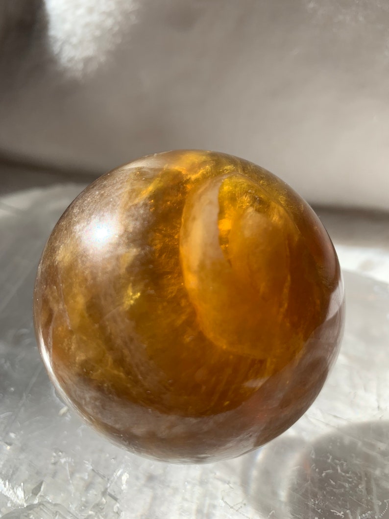 Yellow Brown Striped Crystal Sphere W/ Reiki Energy - Etsy