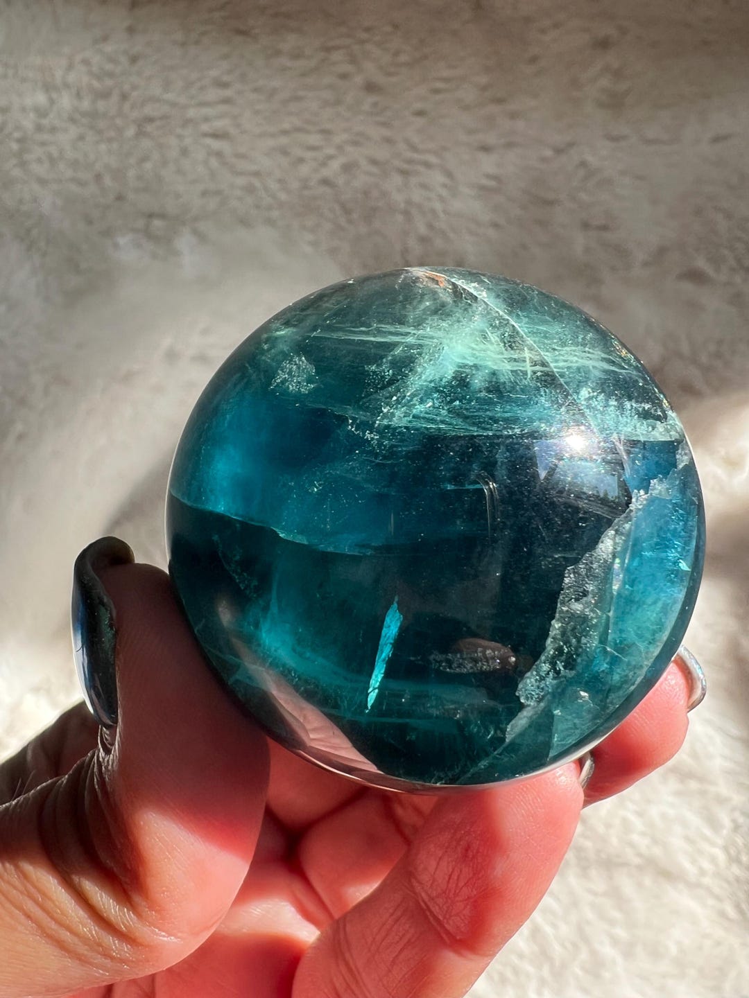 Deep Blue Fluorite Sphere | Reiki Infused Healing Crystal - Etsy