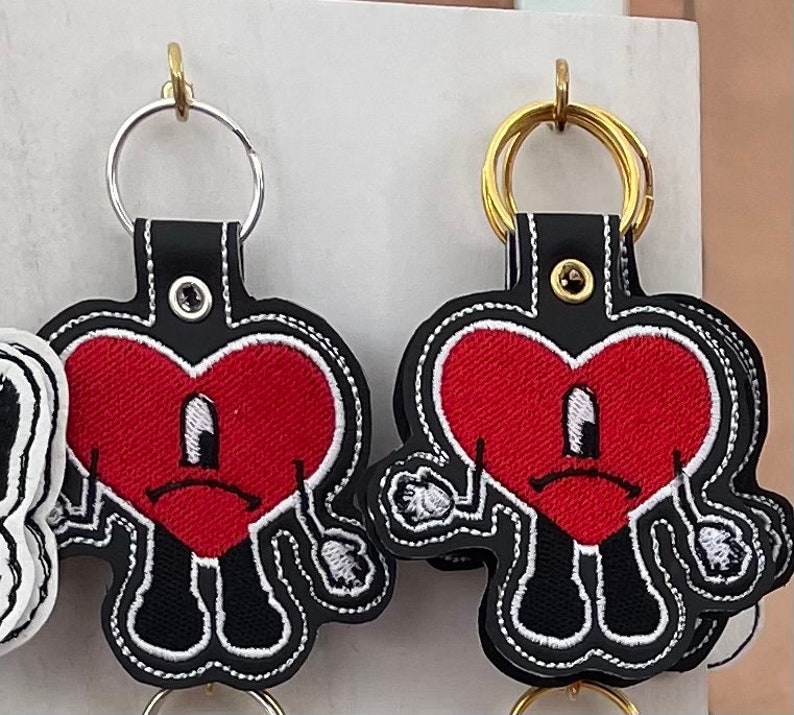Bad Bunny Heart Key Fob PES Embroidery File ONLY Digital - Etsy