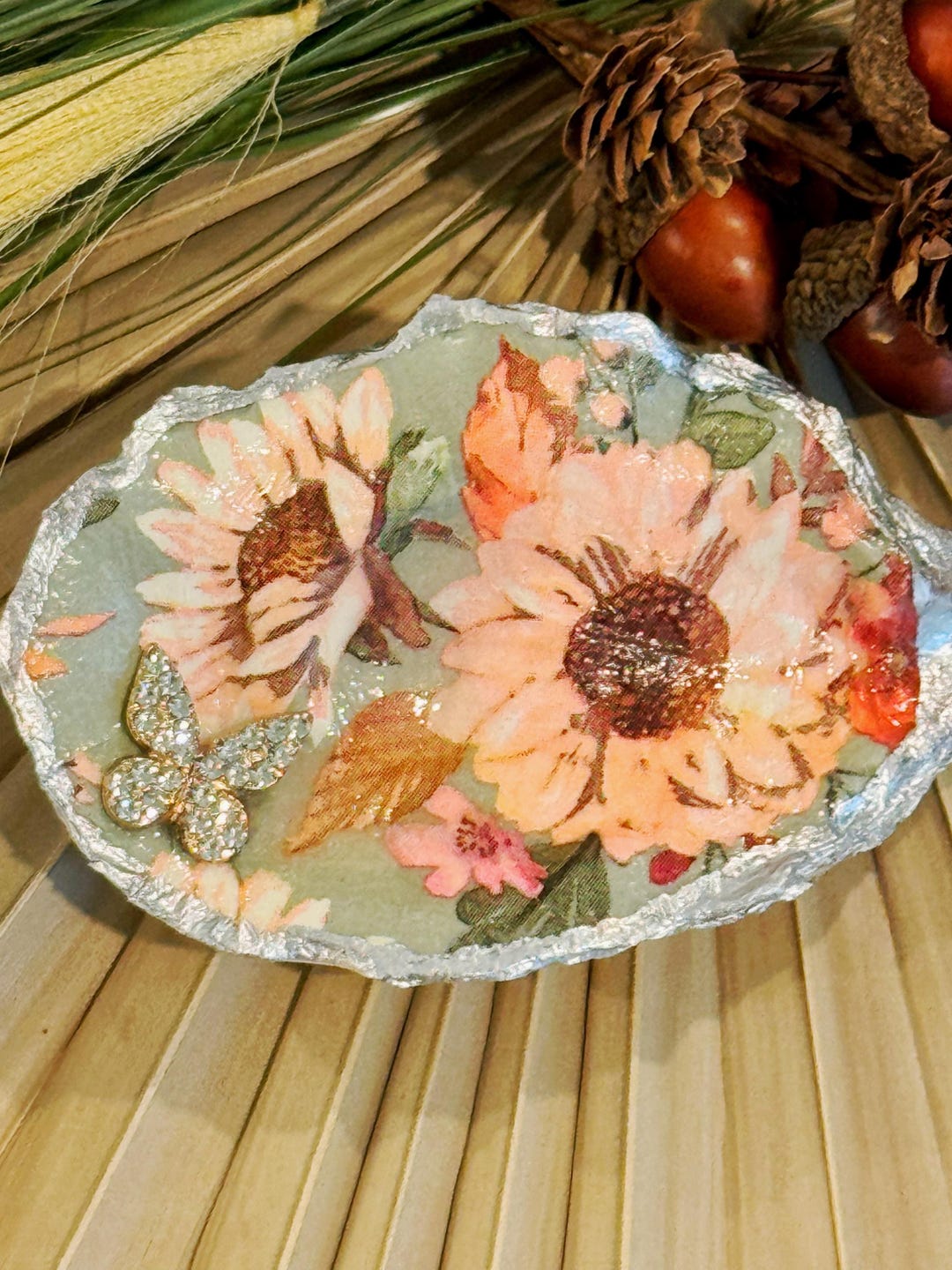 Fall Oyster Shell Decoupage Decor - Etsy