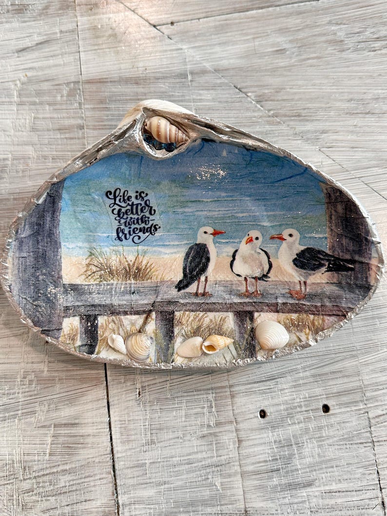 Coastal Clam Shell Decoupage Decor - Etsy