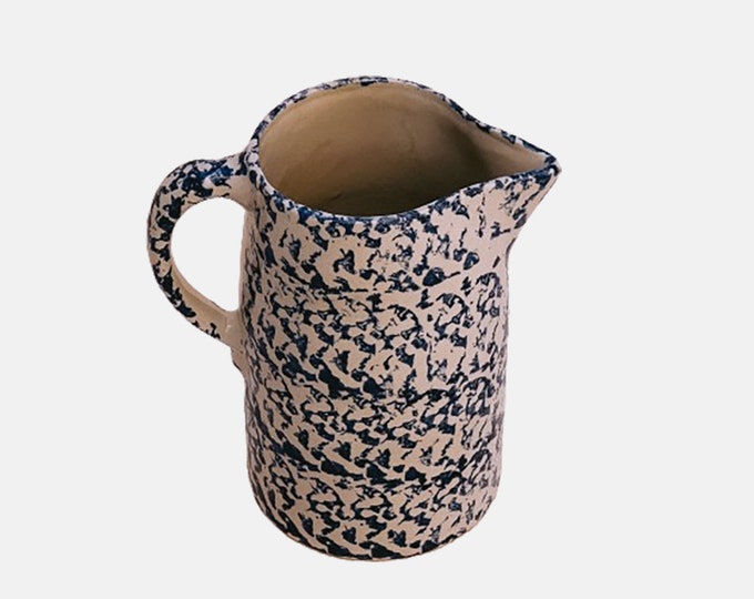 Vintage Large WWII Blue Enamelware Spatterware Pitcher, Vintage WWII US ...