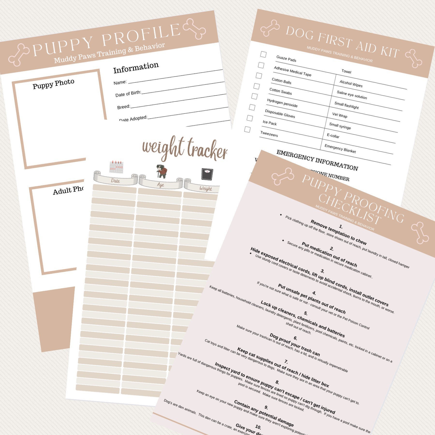 Bundle: Printable Pet Workbook Puppy Checklists Puppy - Etsy