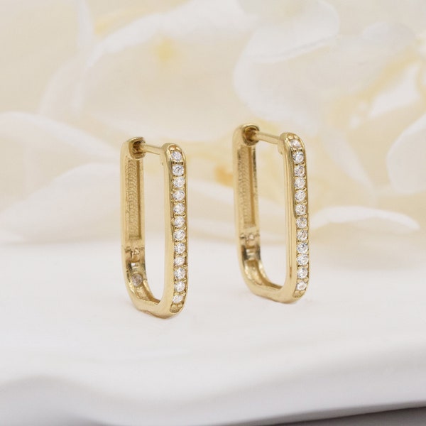 14k Diamond Square Earrings - Etsy