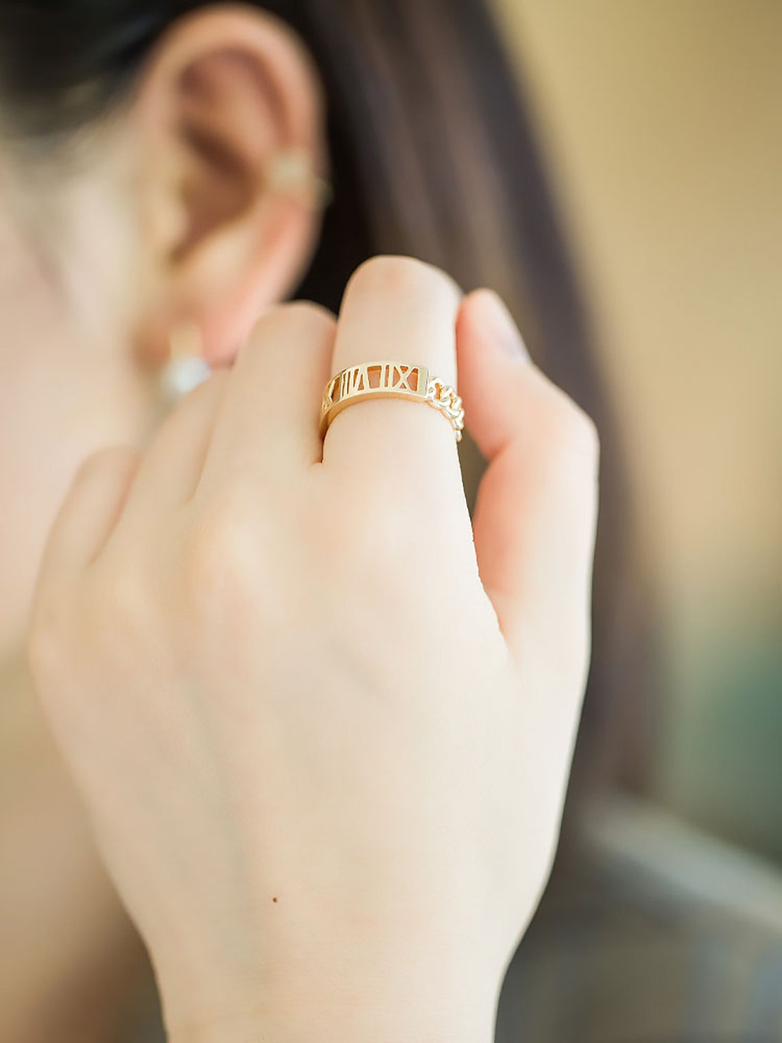 10K & 14K Solid Gold Custom Roman Numerals Ring14k Solid Gold - Etsy