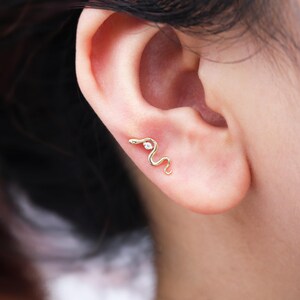 14k 1pair Solid Gold Snake Studs,snake Gold Studs Earrings,tiny Dainty ...
