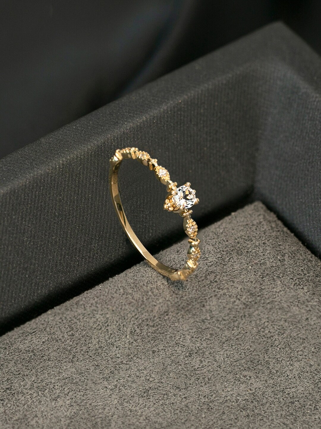 10k/14k Solid Gold Dainty Stacking Ring, Gold Gemstone Thin Band Ring ...