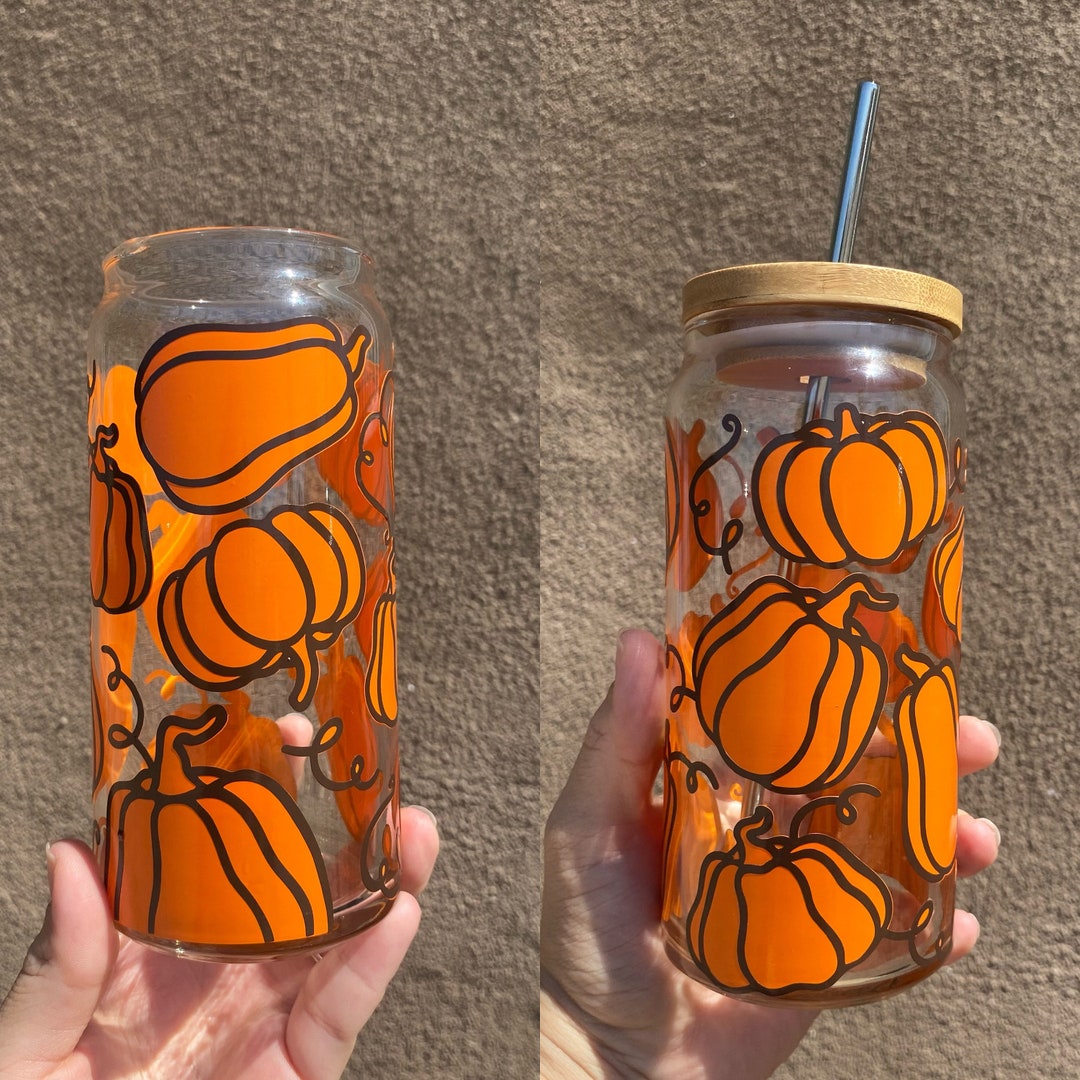 Pumpkins Beer Glass Can, Autumn Glass Can, Libbey Glass Can, Autumn ...