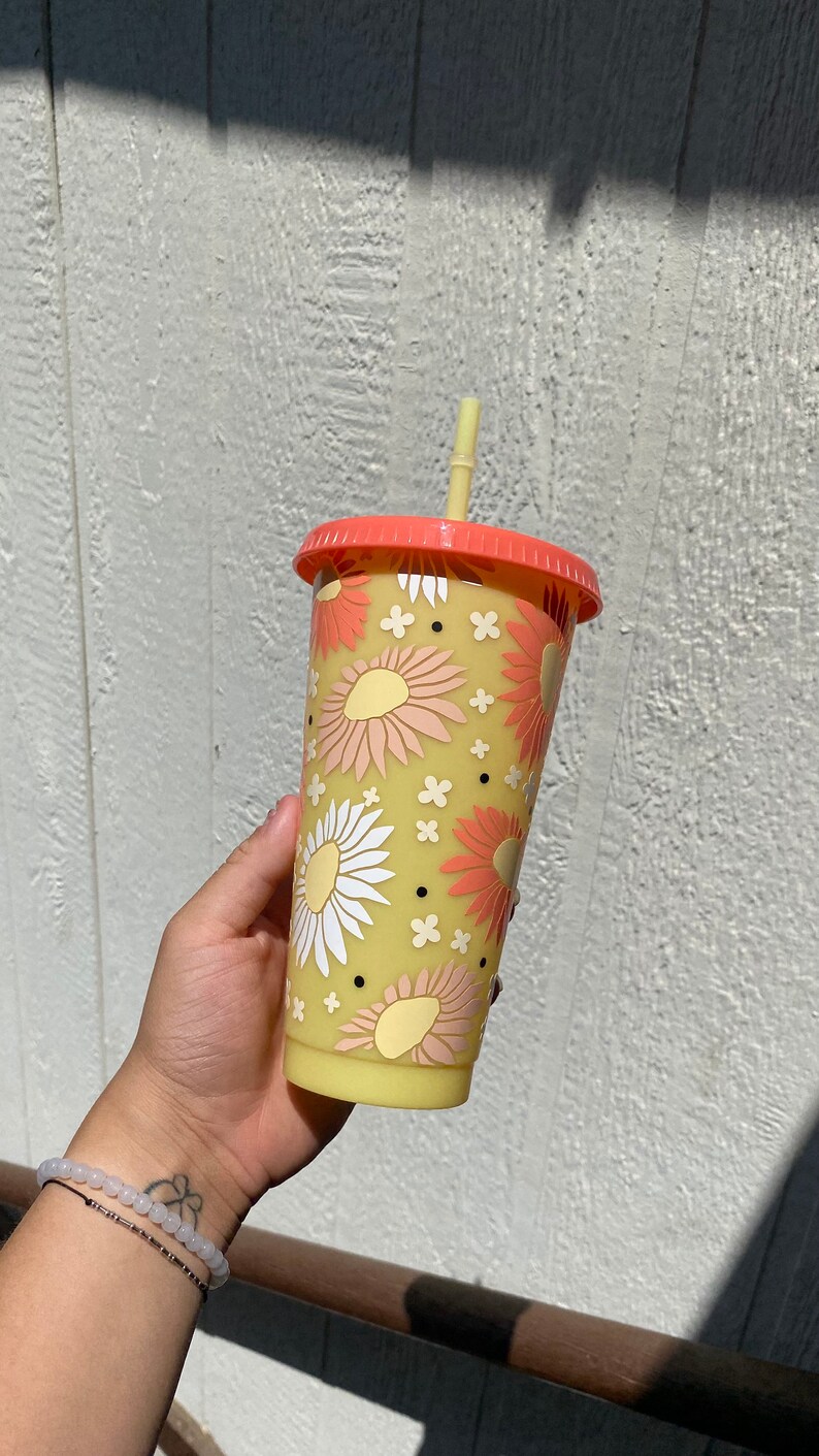 Daisy Full Wrap Tumbler Color Changing Cup Venti Cup - Etsy
