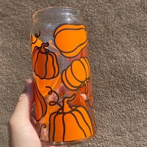Pumpkins Beer Glass Can, Autumn Glass Can, Libbey Glass Can, Autumn ...