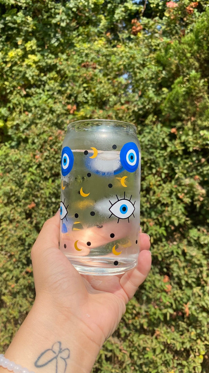 Evil Eye Beer Glass Evil Eye Cup Mal Ojo Cup Mal Ojo | Etsy
