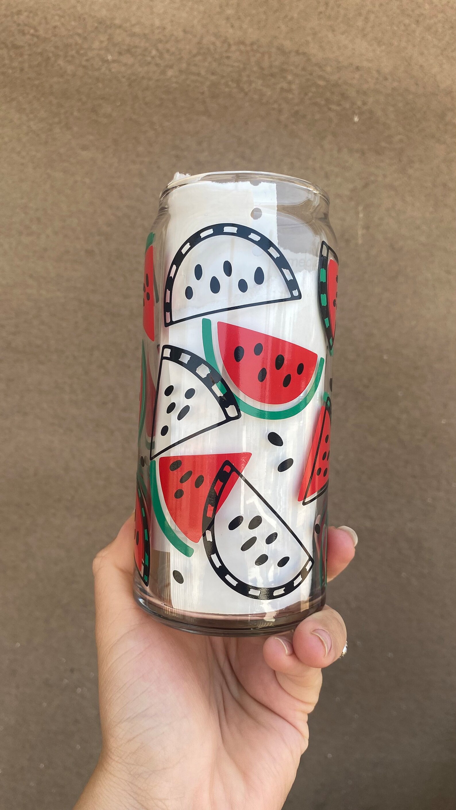 Watermelon Beer Glass Can Watermelon Glass Can Libbey Beer - Etsy
