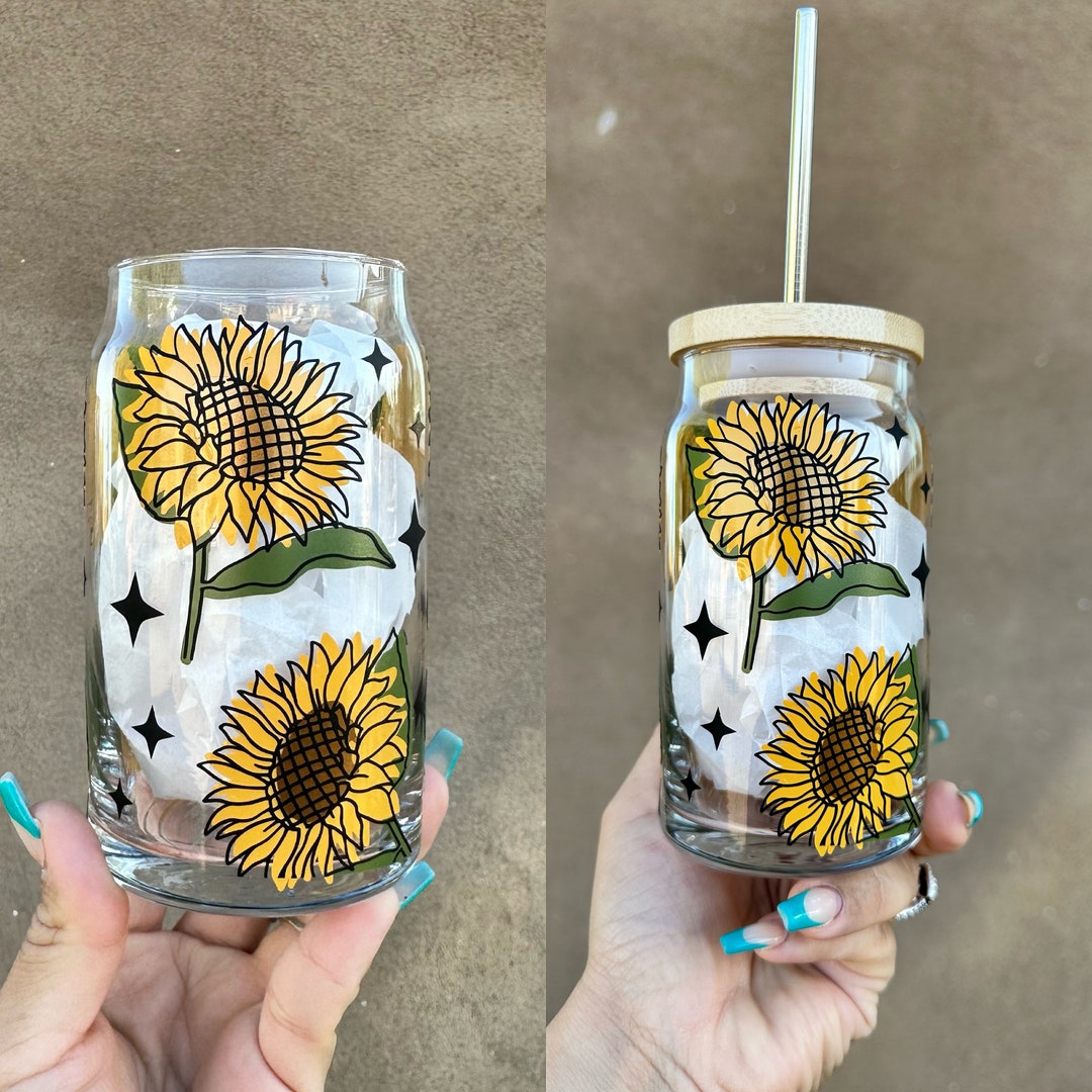 Sunflower Beer Glass Cup, Sunflower Glass, Sunflowers Decor, Sunflower ...