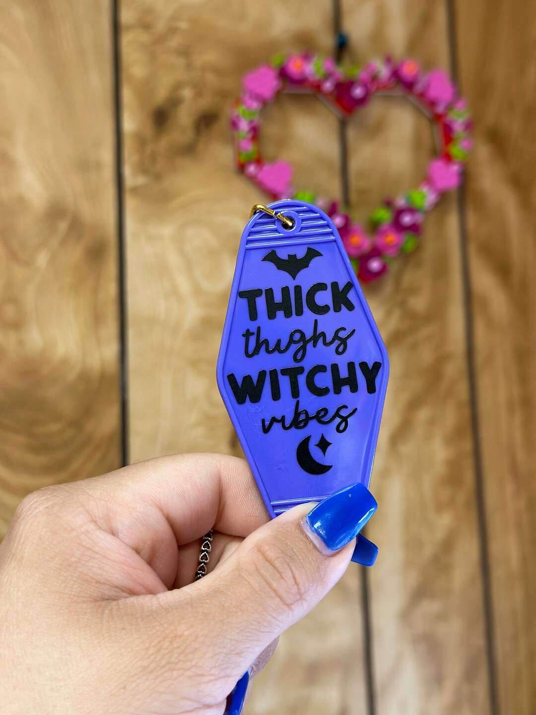 Thick Thighs Witchy Vibes Motel Keychain, Keychains, Car Accessories ...