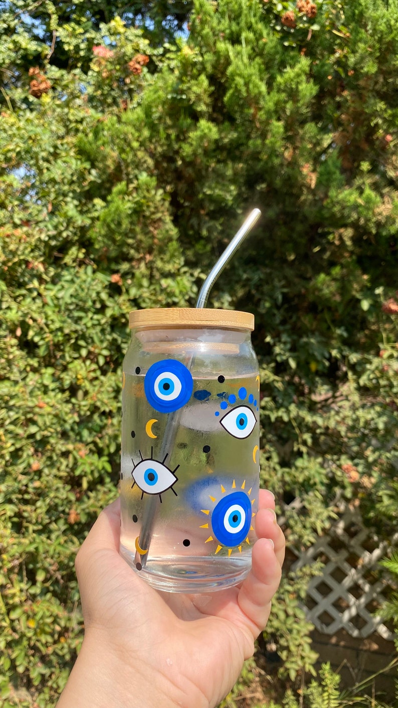 Evil Eye Beer Glass Evil Eye Cup Mal Ojo Cup Mal Ojo - Etsy