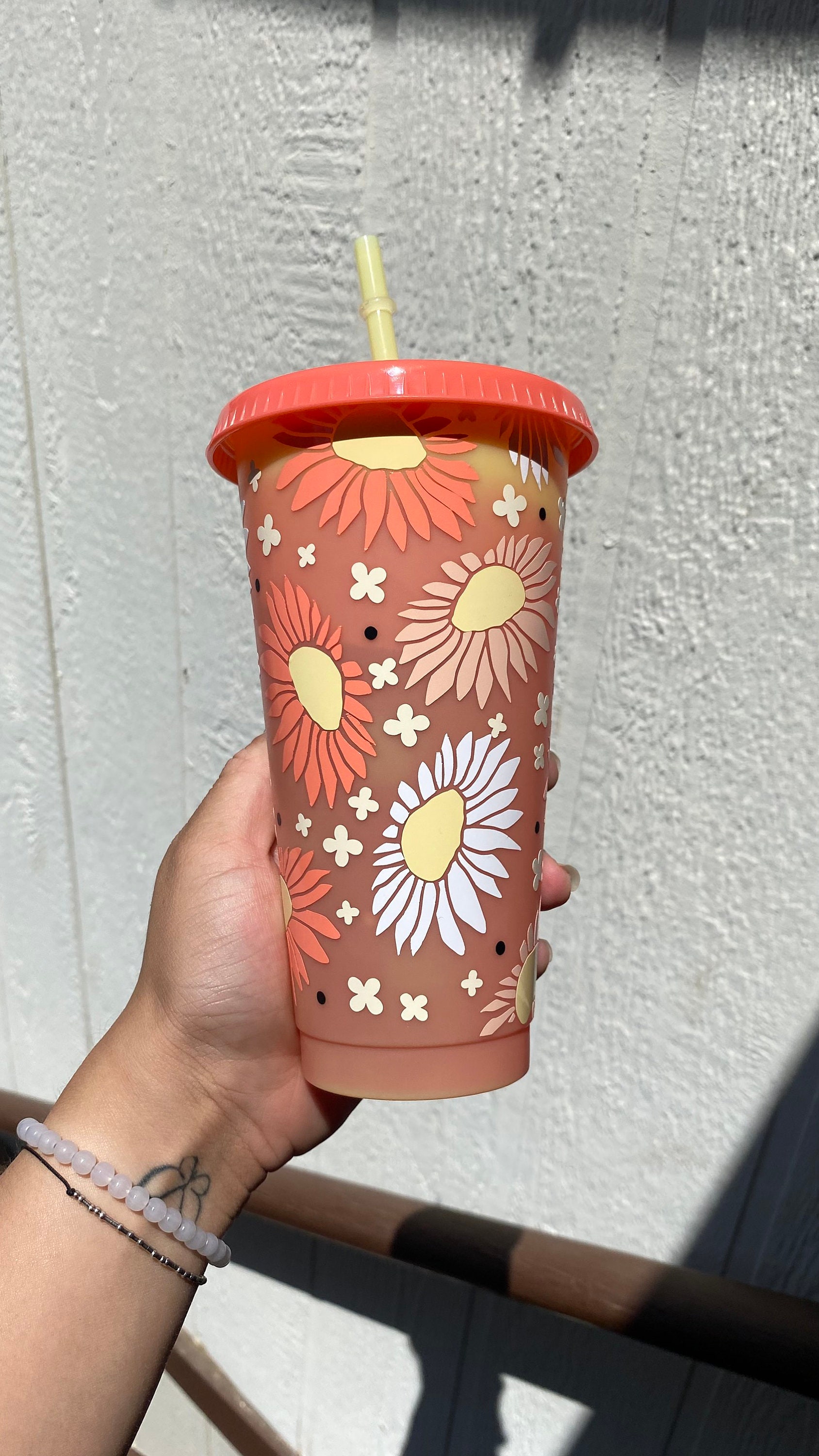 Daisy Full Wrap Tumbler Color Changing Cup Venti Cup - Etsy